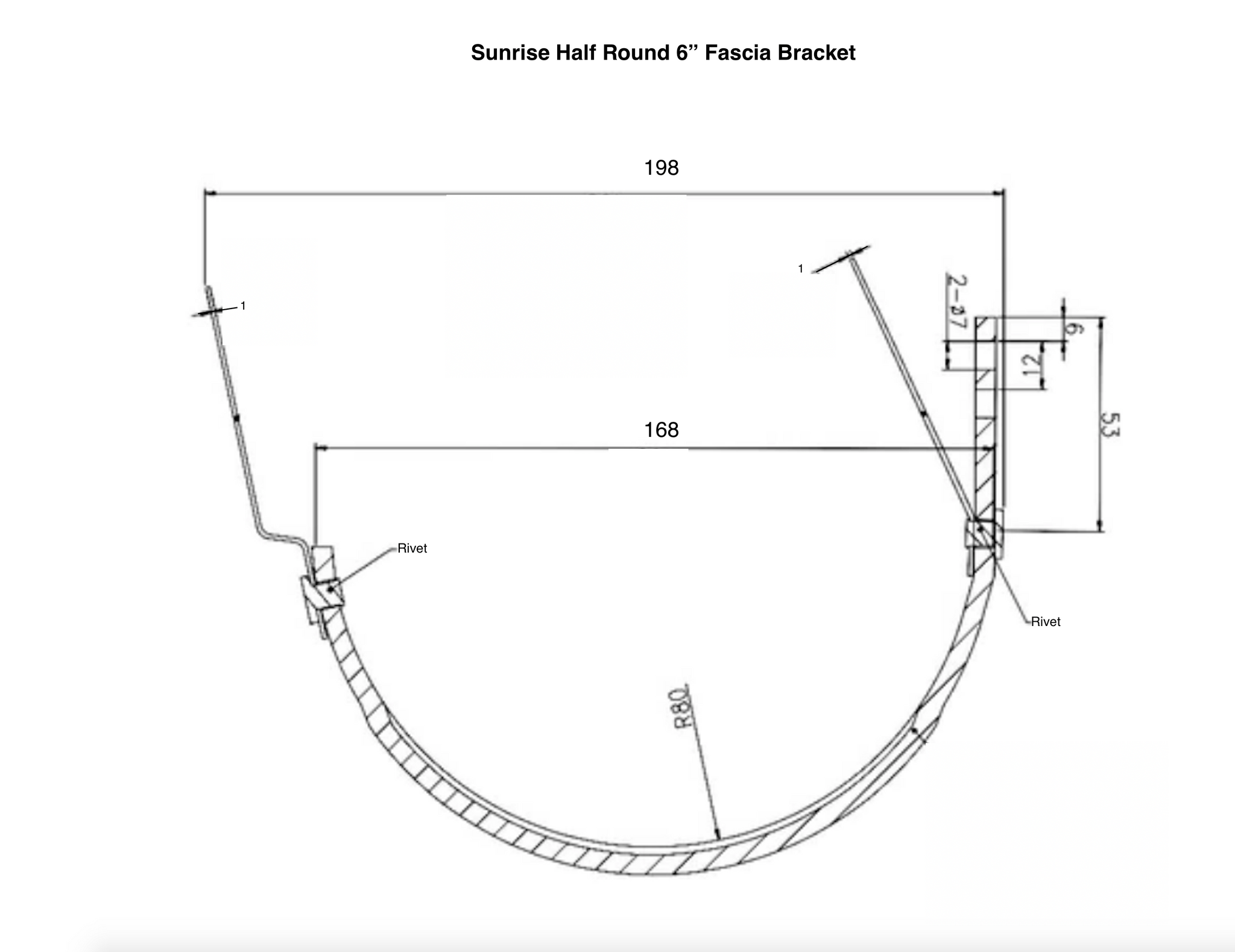 6" Copper Half Round Gutter Hanger | Sunrise Half Round Gutter Bracket